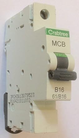 Crabtree 61/B16 MCB | Version with Switch in centre of MCB | white | Starbreaker B16 16 Amp Type ...