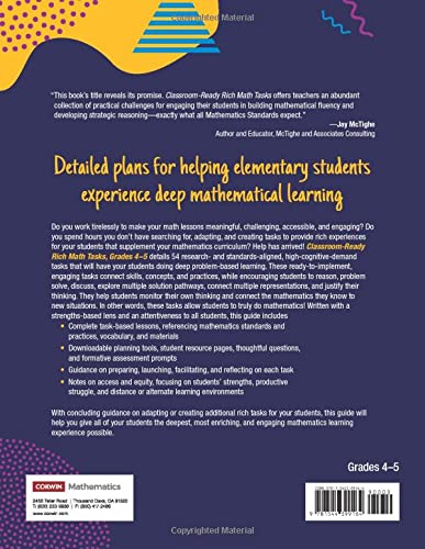Classroom-Ready Rich Math Tasks, Grades 4-5: Engaging Students In Doing ...