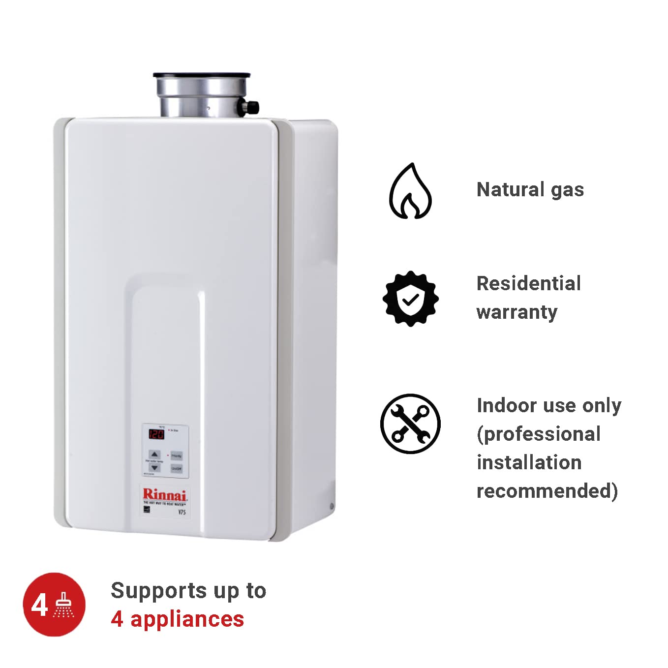 Mua Rinnai V65iN Tankless Hot Water Heater, 6.5 GPM, Natural Gas, Indoor Installation trên ...