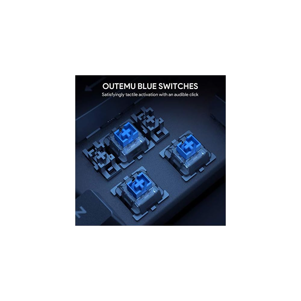 AUKEY Mechanical Keyboard TKL Gaming Keyboard with Clicky Blue Switches ...