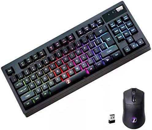 ZJFKSDYX C87 Wireless Gaming Keyboard and Mouse Combo with 87 Key RGB ...