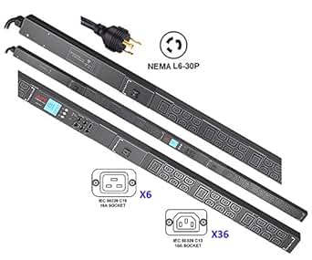 APC AP8841 RACK PDU 2G, Metered, ZEROU, 30A, 200/208V, (36) C13 & (6 ...