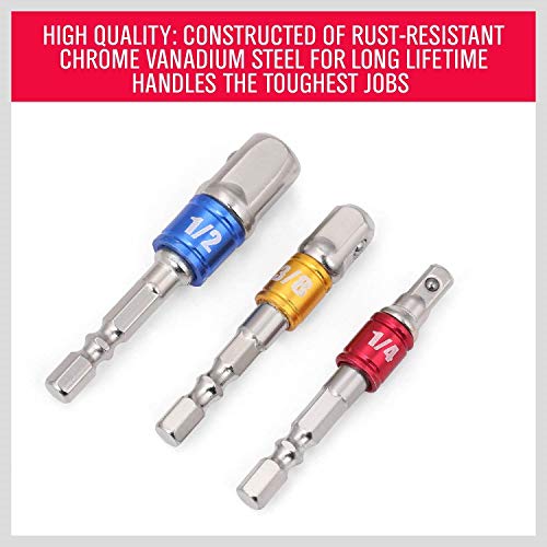 HORUSDY 3-Piece Power Drill Sockets Adapter Sets, Impact Driver Socket ...