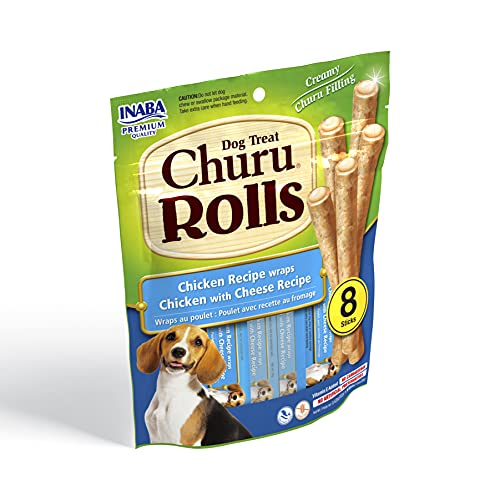 INABA Churu Rolls for Dogs, Grain-Free, Soft/Chewy Baked Chicken Wrapped Churu Filled Dog Treats ...