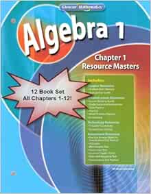 Glencoe Mathematics Algebra 1 Chapter Resource Masters Package Set/Lot ...