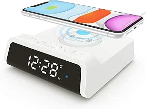 Amazon.com: Alarm Clock with 15W Fast Wireless Charging Pad, Snooze ...