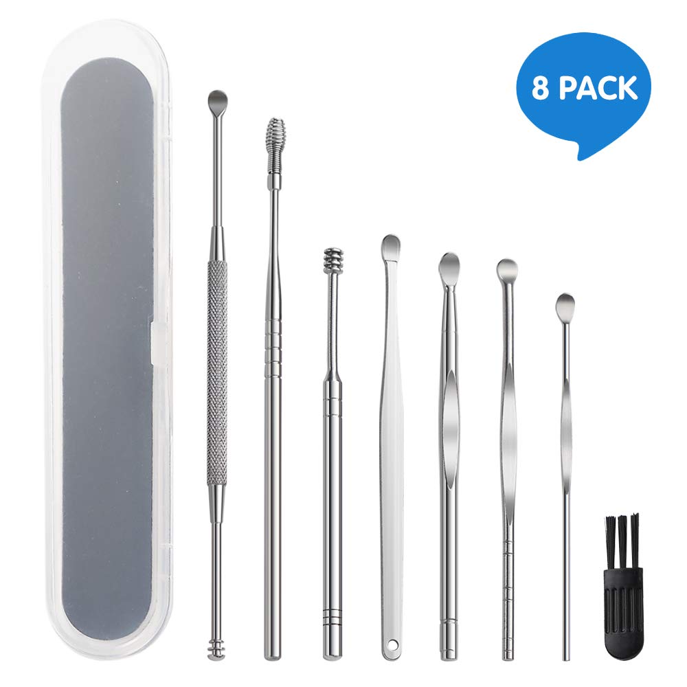 8 Pcs Ear Pick Earwax Removal Kit, Ear Cleansing Tool Set, Ear Curette ...