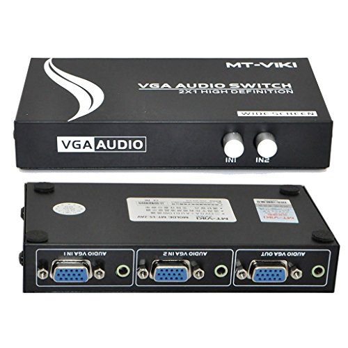 iKKEGOL 2 Port VGA Audio Video Switch 2x1 SVGA Switcher Box 2 IN 1 OUT ...