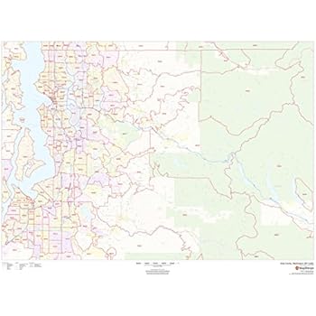 Amazon.com : King County, Washington Zip Codes - 48" x 36" Laminated ...