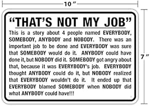 Amazon.com: THAT'S NOT MY JOB 10"x7" Sign : Home & Kitchen