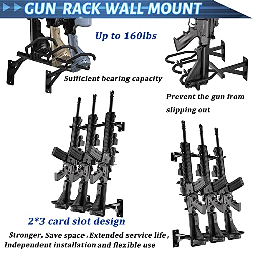 Nswern Gun Rack Wall Mount 2x3-slot Gun Free-Standing Rifle Rack,Sturdy ...