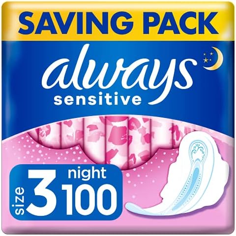 Always Sensitive Ultra Night Sanitary Towels with Wings, Size 3, 100 ...