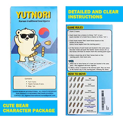 GEEKBEAR YUTNORI Board Game - Korean Board Game YUNNORI- Traditional ...