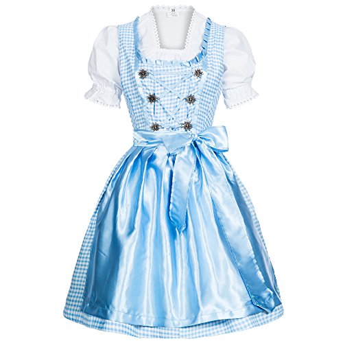 Gaudi-leathers Women's Set-3 Dirndl Pieces Checkered 38 Light Blue ...