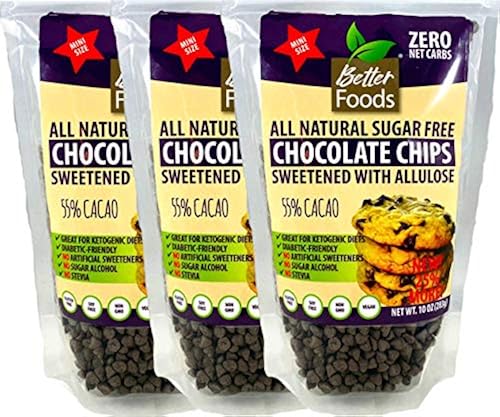 Sugar Free Mini Chocolate Chips Sweetened With Allulose (Keto, 0 Net ...