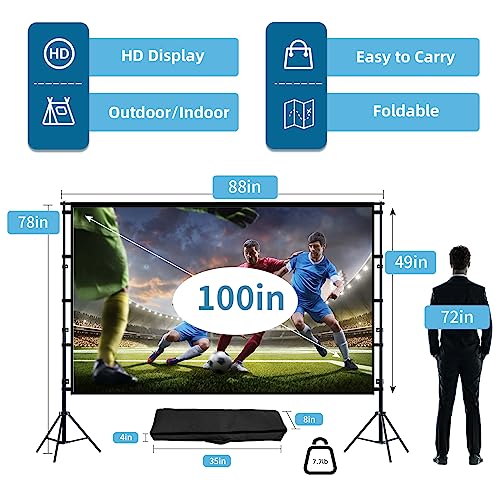 Projector Screen and Stand,Towond 100 inch Projection Screen Outdoor ...