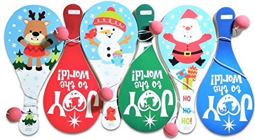 Christmas Holidays Wooden Paddle Ball Game Toys Set for Kids - 6pcs Joy ...