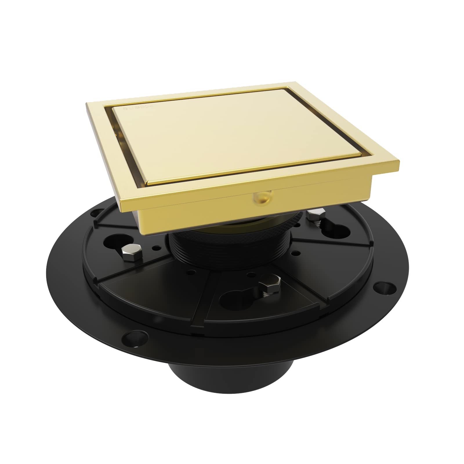 WEBANG 4 Inch Square Shower Drain Gold Floor Drain with Flange ...