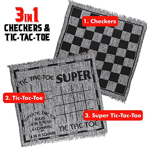Giant Checkers Board Game and Jumbo Tic Tac Toe 3-in-1 Set for Kids and ...