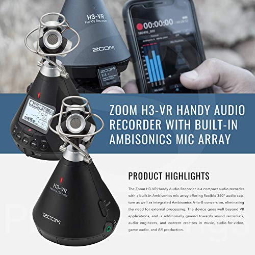 Zoom H3-VR Handy Multi-Track Digital Audio Recorder with 32GB Card & Deluxe Accessory Bundle ...