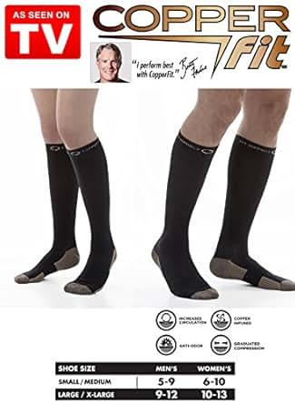Amazon.com: 2 Pair Copper Fit Energy Compression Socks Compression Knee ...
