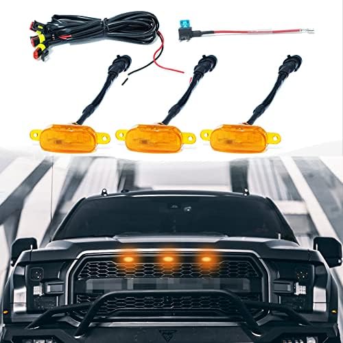 3Pcs Amber Lens Amber LED Auto Front Grille Lights Compatible for 2004 ...