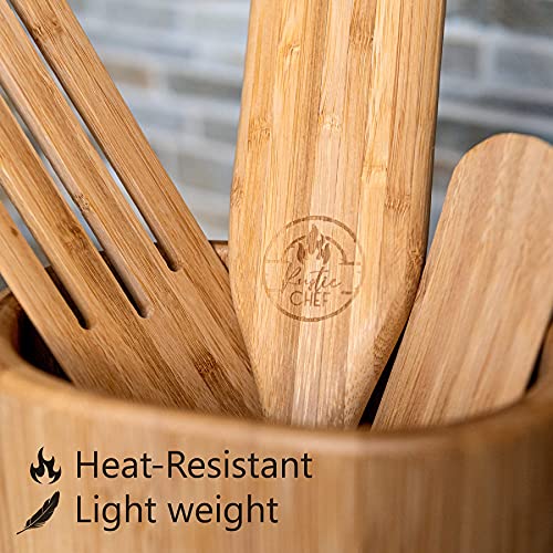 Rustic Chef's Bamboo spurtles set of 3 Pieces with spurtle holder - 13 ...