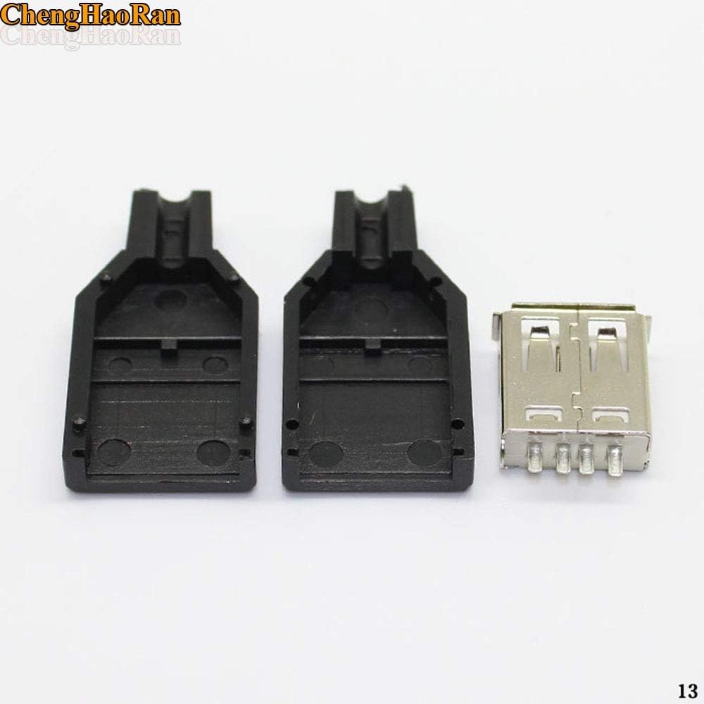 Occus 1set DIY Type A Female USB 4 Pin Plug Socket Connector with Black ...