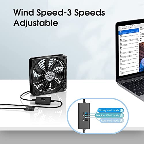 ELUTENG 120mm Fan with 3 Speed 5V USB Powered 120mm Case Fan 1500PRM ...