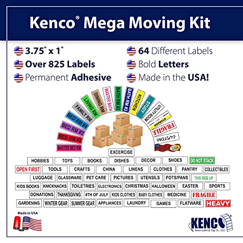 Kenco Color Coded Moving Labels - Full Box Pack - Includes Fragile ...