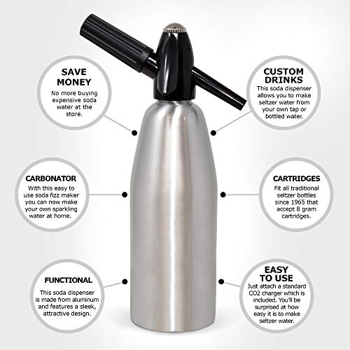1 Liter Aluminium Soda Siphon Fizz Maker, Seltzer Water Creator, Soda ...