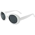 Amazon.com: My Shades - White Oval Round Sunglasses Thick Bold Retro ...