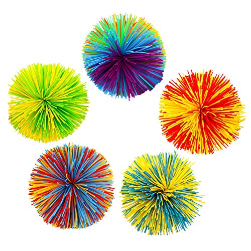 Uspacific 5 Pcs Monkey Stringy Balls, Colorful Bouncy Pom Ball Sensory ...