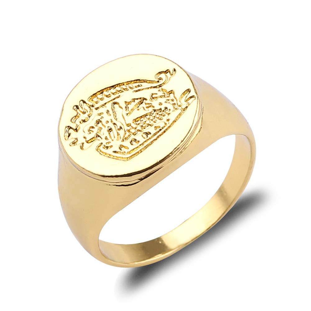Xcostume Kingsman Ring Movie Signet Ring Gold Plated Rings Size 8 ...