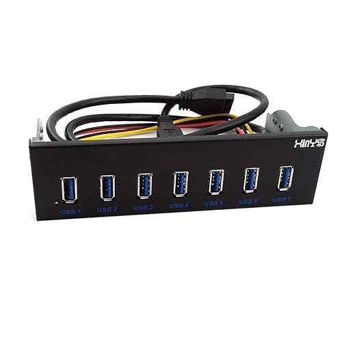 XinYS USB 3.0 7-Ports 5.25 inch Metal Front Panel USB Hub with 15 Pin ...