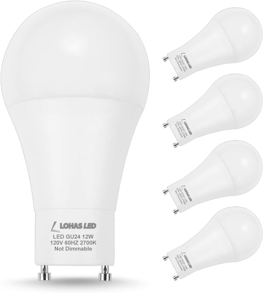 LOHAS GU24 LED Bulb, GU24 Light Bulb 9W Equivalent 60W, A19 Shape GU24 ...
