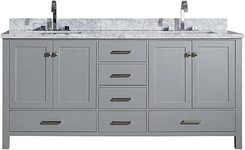 DKB Beckford Series 73" Inch Double Rectangle Sink Bathroom Vanity ...