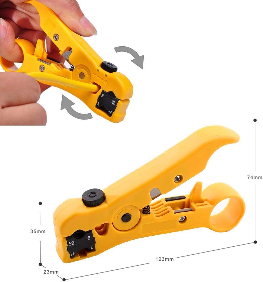 Coax Coaxial Cable Stripper Tool for RG6 RG59 RG7 RG11 CAT5 CAT6 CAT5e ...
