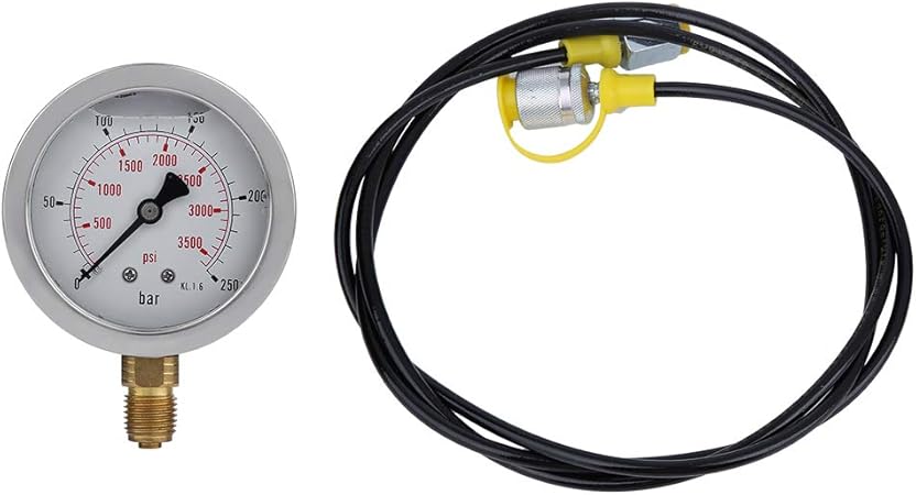 Hydraulic Hose Test Kit, M16 x 2-BSP1/4 + 0~250 BAR/ 3600PSI Gauge+ 1.5 ...