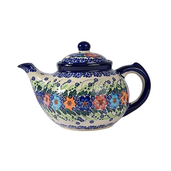 Traditional Polish Pottery, Handcrafted Ceramic 7-Cup Teapot with Lid ...
