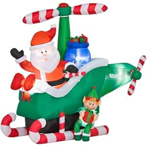 Amazon.com: Santa Helicopter 6 1/5 Ft. Animated Christmas Airblown ...