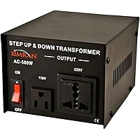 Simran AC-500 Step Up/Down Voltage Converter Transformer 110V/220V-500 ...