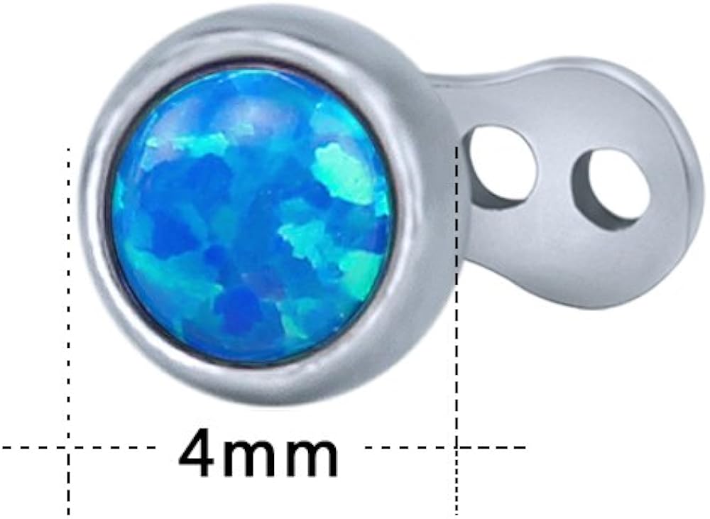 2pcs 14g Opal Dermal Anchor Tops and Base Surgical Steel Internally Threaded Microdermals Body ...