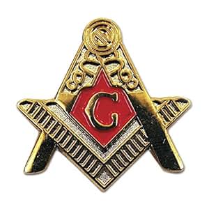 Amazon.com: Fellowcraft Square & Compass Red & Gold Masonic Lapel Pin ...