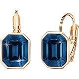 Amazon.com: Austrian Crystal Square Leverback Drop Earrings for Women ...