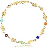 Amazon.com: Barzel 18K Gold Plated Multi Color Butterfly Anklet For Women - Made In Brazil ...