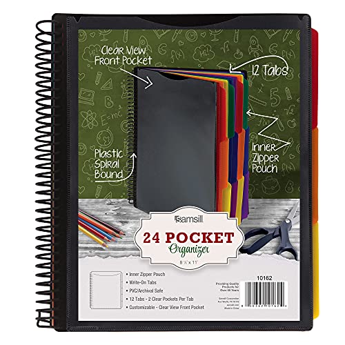 Samsill 24 Pocket Spiral Project Organizer with 12 Dividers ...