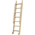KINMADE 7 ft Rolling Library Ladder, Sturdy Wood Step and Build-in ...