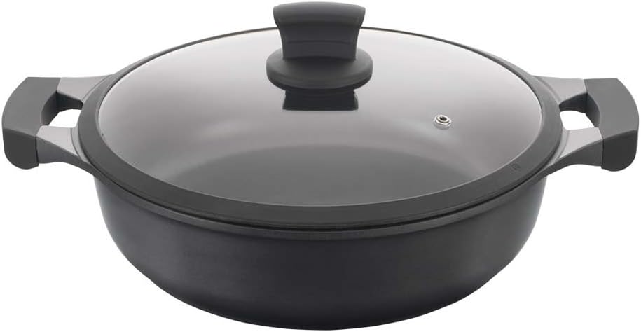 Metaltex XPERT – Low Cast Aluminum Casserole 30 cm with Tempered Glass ...