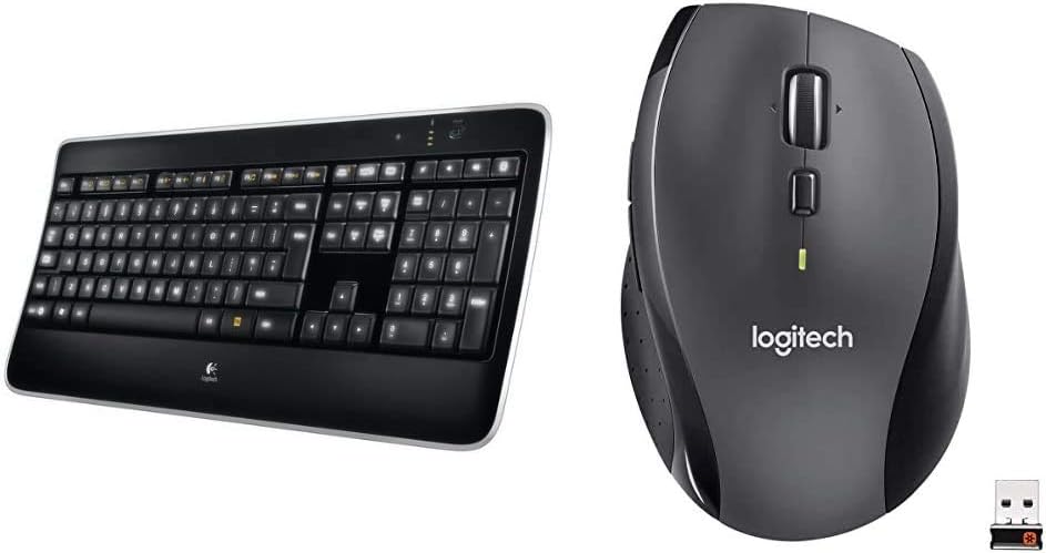 Logitech K800 Illuminated Wireless Keyboard, Black & M705 Marathon ...